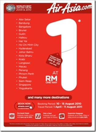 Malaysia Everyday On Sales: AirAsia RM1 Promotion